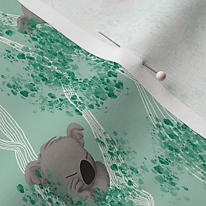 Spoonflower Fabric - Koala Bears Eucalyptus Trees Mint Bear Animal Printed on Petal Signature Cotton Fabric Fat Quarter - Sewing Quilting Apparel Crafts Decor