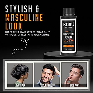 Kami Hair Texture Powder for Men - Strong Hold & Volume Powder - Texturizing Hair Powder for Men’s Styling, Matte Finish, All-Day Hold for Thick Hair