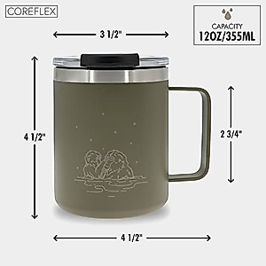 Coreflex 12 oz Insulated Coffee Mug with Handle & Lid, Stainless Steel Double Walled Vacuum Insulated Tumbler Cup, Travel Coffee Cup Thermal Cup - Home, Office, Travel, Outdoor, Camping