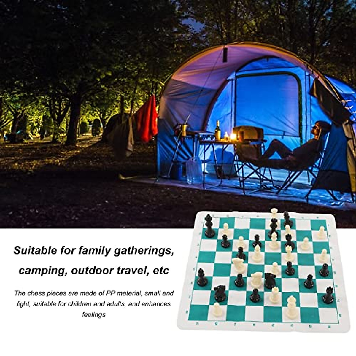 Kadimendium Travel Chess Set, Entertainment Game Light Increase Feelings Compact Roll Up Chess Board Set for Adults for Picnic for Travel(Wang Gao 65MM)