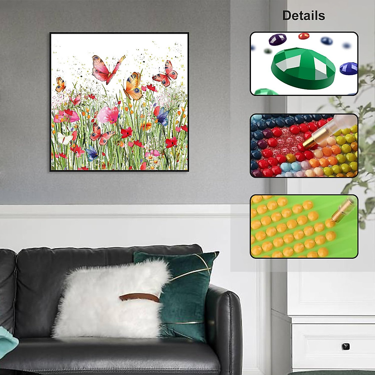 GUMITOON Flowers Diamond Art Painting Kits for Adults - Full Drill Diamond Dots Paintings for Beginners, Round 5D Paint with Diamonds Pictures Gem Art Painting Kits DIY Crafts Kits 12x12inch