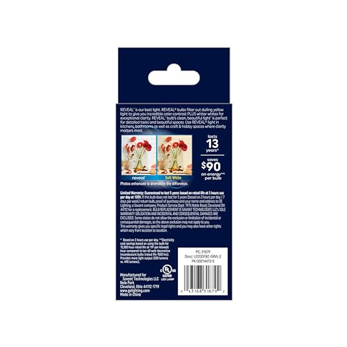 GE Reveal LED Light Bulbs, Candle Lights, 60 Watts, Clear Decorative B11 Bulbs, Small Base (2 Pack)