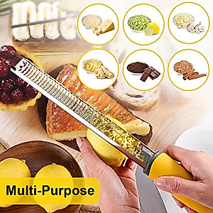 Dulcicasa Classic Zester and Grater - Professional Kitchen Lemon Zester for Lime, Cheese, Garlic, Ginger, Chocolate, Vegetables, Fruits, Dishwasher Safe (Narrow)