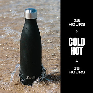 S'well Stainless Steel Water Bottle - 17 Fl Oz - Onyx - Triple-Layered Vacuum-Insulated Containers Keeps Drinks Cold for 36 Hours and Hot for 18 - BPA-Free - Perfect for the Go