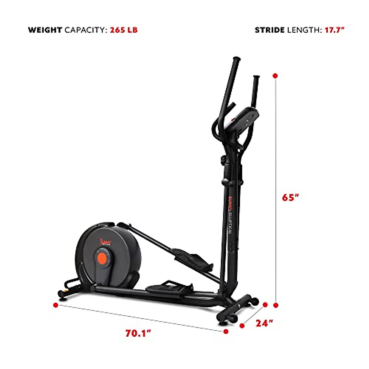 Sunny Health & Fitness Power Stride Smart Elliptical Machine Trainer with 16-Level Magnetic Resistance, Advanced Flywheel and Exclusive SunnyFit® App Enhanced Bluetooth Connectivity - SF-E321005