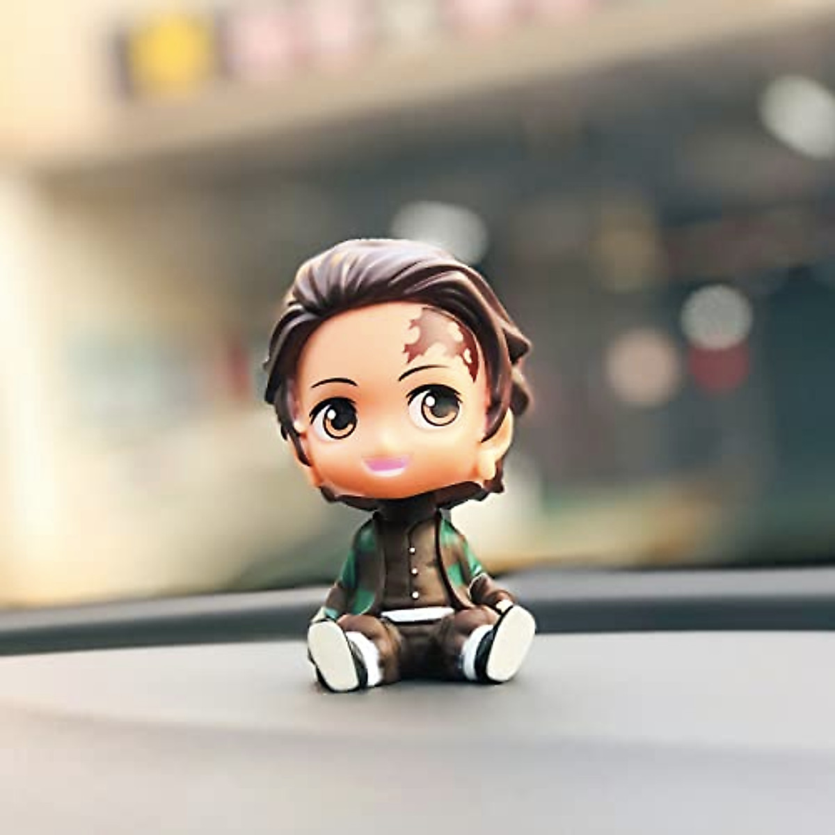 ITUBLE Bobbleheads Anime Tanjiro Action Figures Bobblehead Car Dashboard Decorations Accessories Interior Statue Bobble Head Figure Dash Board Figurine Phone Holder Bracket Birthday Cake Toppers Gifts
