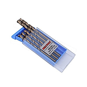 HSS M35 Cobalt Twist Drill Bits, Pack of 5 (10mm, 25/64")