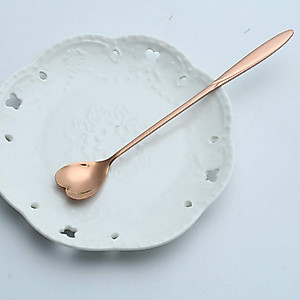 Verdental Heart Shaped 7 inches Stainless Steel Couple Long Cafe Cheese Spoon (1 Pair)