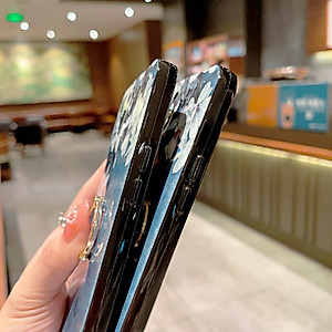 Easyscen for Oneplus 8T 5G Flower Phone Case Girls Women Cute Floral Slim TPU Shockproof Protective Cover with Gold Ring Kickstand Lake Blue Case Compatible with Oneplus 8T 5G (2020)