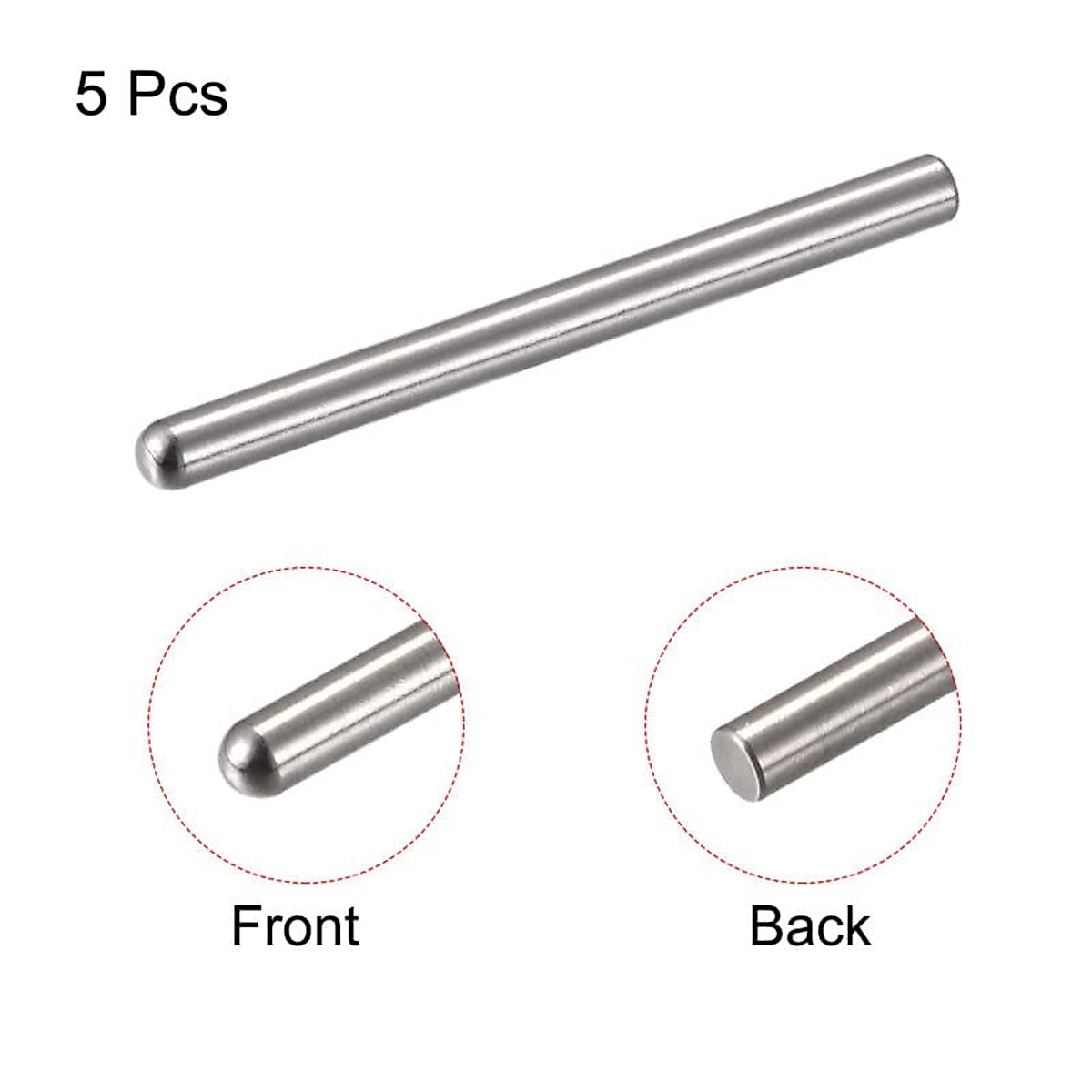Tool parts 5x70mm Dowel Pins - 5pcs Round Head Flat Chamfered End Dowel Pin