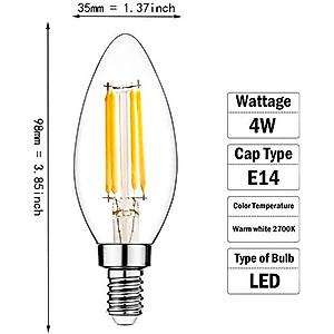 Raheem E14 LED Bulb, Dimmable, 110v 300 Lumens 2700k 40w Equivalent, Best Replacement for Halogen and Incandescent Bulb, Candelabra LED Bulbs, 10 Pack (Warm White)