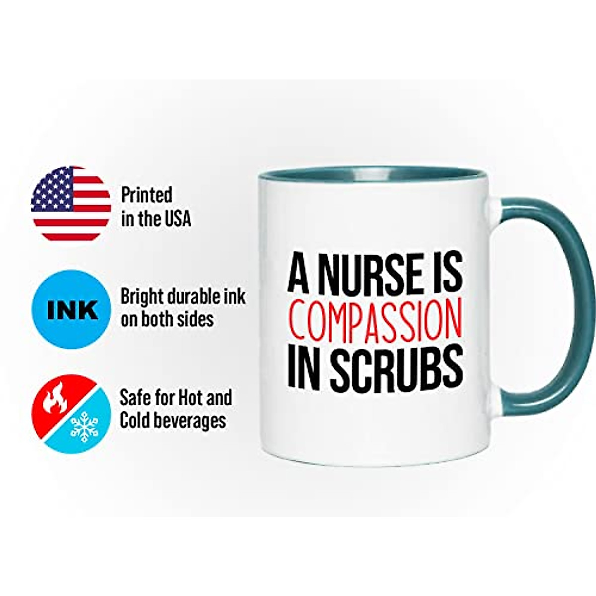 Bubble Hugs Nurse 2Tone Green Mug 11oz - A nurse is compassion - Labor Clinical Certified Nursing Assistant Surgical Emergency Oncology Practitioner