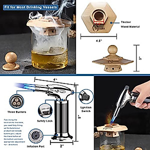 Cocktail Smoker Kit with Torch,Old Fashioned Smoker Kit with 6 Flavour Wood Chips and 4 Ice Cube Whiskey Stone for Bar Lovers,Father,Husband (Butane Not Included)