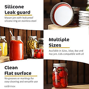 GOURMEX Glass Mason Jars With Lids | Sourdough Starter Jar, Vintage Kitchen Decorative Jars, Candle Jars | Glass Storage Jars Canning Supplies (8oz)