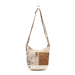 Myra Bag Buttercup Upcycled Canvas & Cowhide Shoulder Bag S-1480