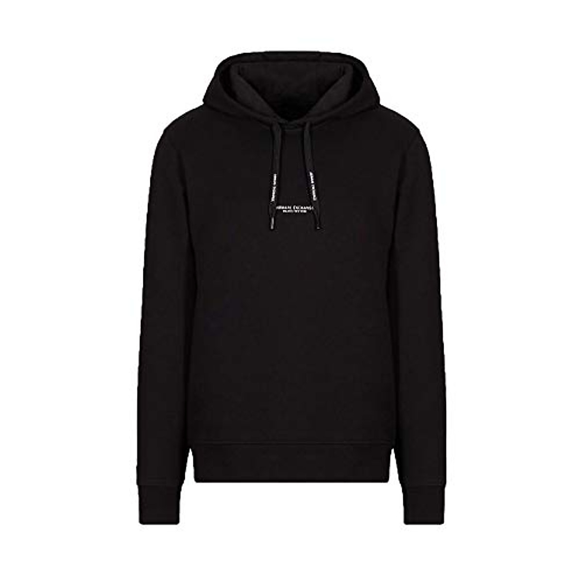 A|X ARMANI EXCHANGE mens Pull-over With Front Back Logo Hooded Sweatshirt, Black, Large US