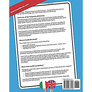 Italian Frequency Dictionary - Essential Vocabulary: 2500 Most Common Italian Words (Learn Italian With the Italian Frequency Dictionaries)