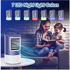Personal Air Cooler, Portable Air Conditioner Fan, Small Space Evaporative Air Cooler with Timing, 3 Speeds Quiet Humidifier Misting Fan, Desktop Cooling Fan for Room, Home, Office, Dorm