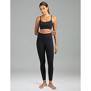 Colorfulkoala Women's High Waisted Tummy Control Workout Leggings 7/8 Length Yoga Pants with Pockets (L, Black)