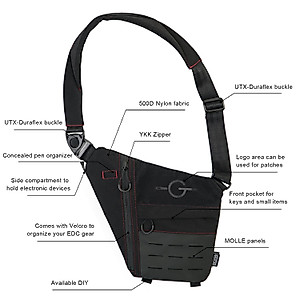 Tacticalgeek Cache L1 Concealed Carry Bag for Men，Anti-Theft Waterproof Shoulder Backpack, EDC Sling Bag, Stealth Bag, Multi-functional Crossbody Bag