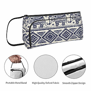 Nicokee Elephant Pencil Case Ethnic African Aztec Tribal Pencil Pouch Cosmetic Bag for School Office Travel