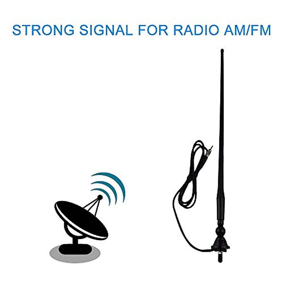 Herdio Waterproof Marine Antenna Rubber Duck Dipole Flexible Mast FM AM Antenna for Boat Radio Car ATV UTV RZR SPA-Black