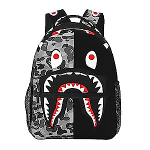 AIRPO Shark Teeth Camo Backpacks Camouflage Fashion Big Capacity Laptop Daypack 17 Inch Lightweight Multiple Backpack Travel Shoulders Bag For Women Men