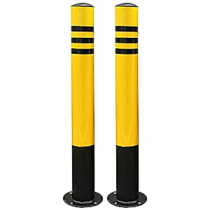 2 Pcs Fixed Parking s Barrier, with Reflective Parking Space Lock Durable Parking Posts for Driveways (Black 500x76mm) (Black 750x76mm) (Black 500x76mm)