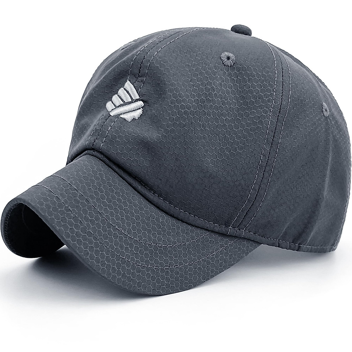 REDSHARKS mens Structured Short Bill Quick Dry Brim Trucker Baseball Dad Cap, Grey, X-Large