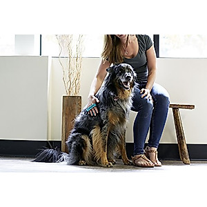 PetWell Massaging Groomer De-Shedding Glove Mitt 2-in-1 Brush Tool for All Size Pets (Dogs, Cats) with Short or Long Hair