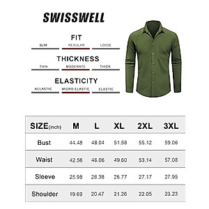 Men's Casual Button-Down Shirt Long Sleeve Regular Fit Dress Clothes Collared Plain Green XL Camisa De Hombre De Vestir