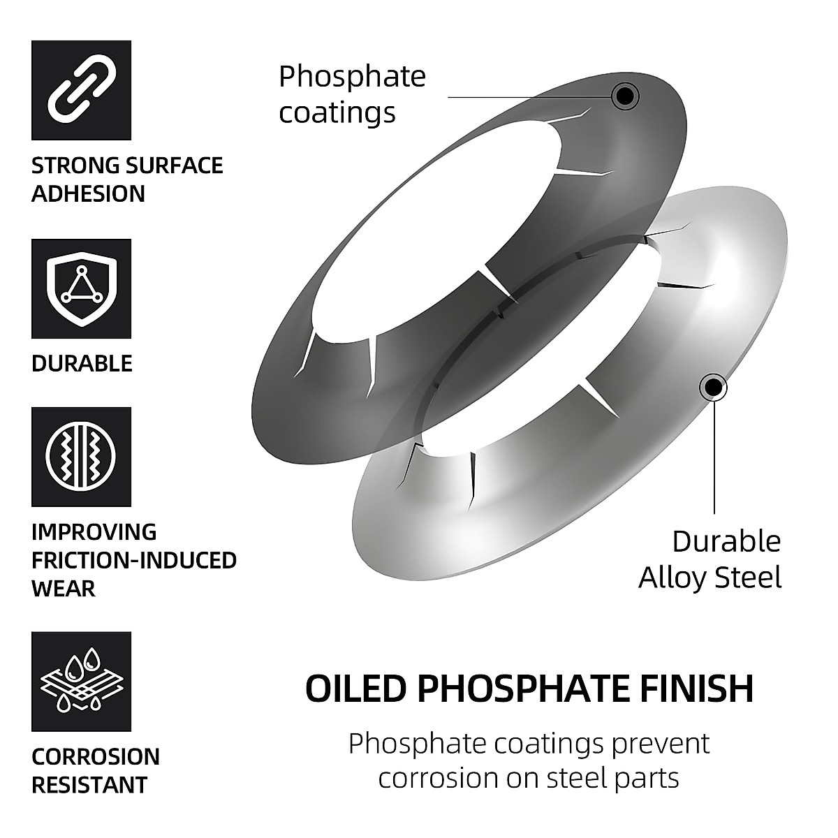 AR-PRO (8 Pack) Hard-to-Find Spring Steel Push-On Pushnuts - Dolly Wheel Lock Washers Fits 5/8" Dolly Axle Rods with Oiled Phosphate Finish