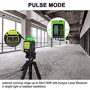 Huepar 2 x 360 Cross Line Self-leveling Laser Level, 360° Green Beam Dual Plane Leveling and Alignment Laser Tool, Li-ion Battery with Type-C Charging Port & Hard Carry Case Included - B02CG