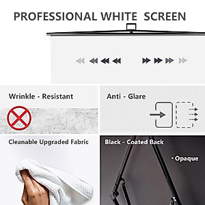 【Easy Set Up】 RAUBAY 59.8 x 82.7in Collapsible White Backdrop Screen Portable Retractable Panel Photo Background with Stand for Video Conference, Photographic Studio, Streaming