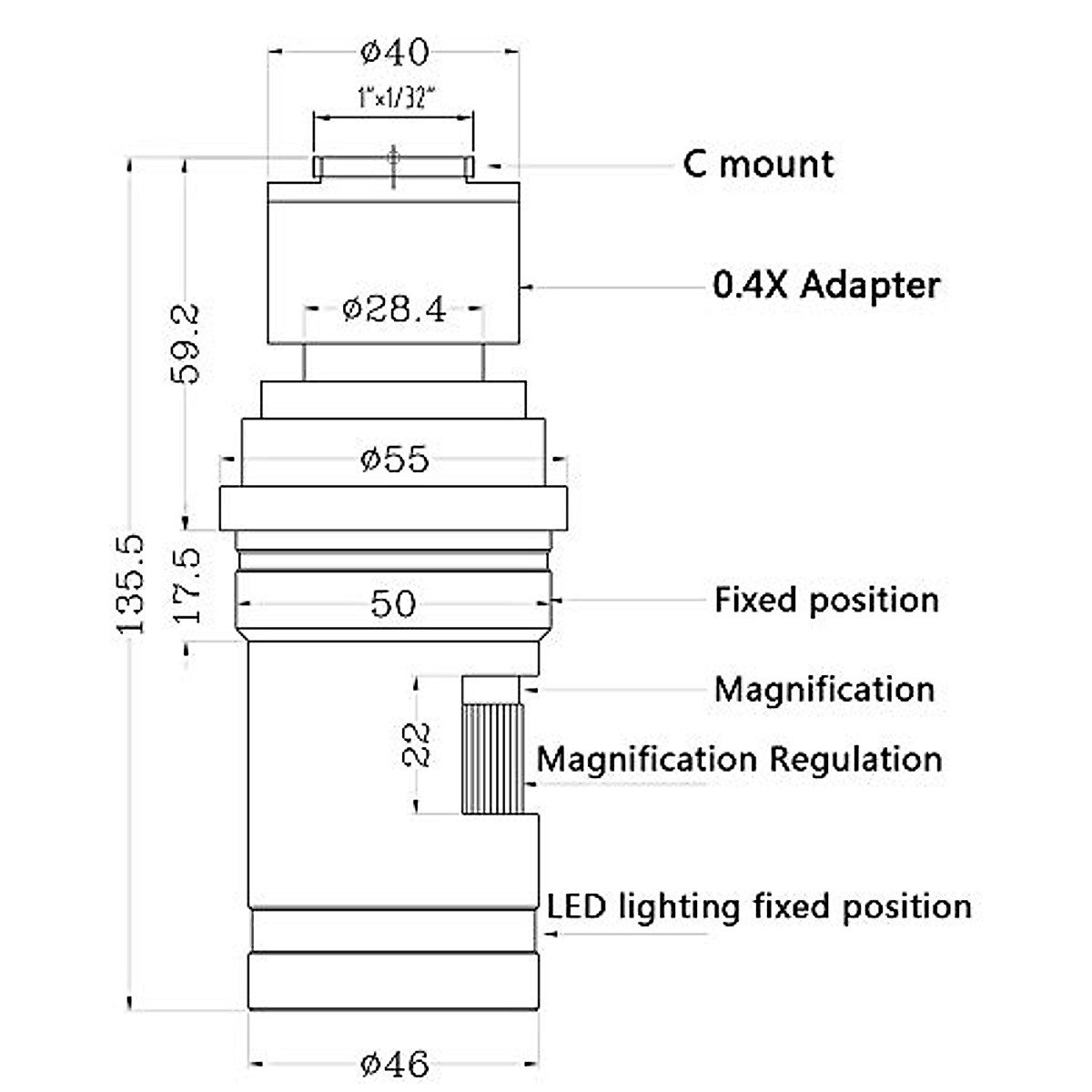 HAYEAR HD 10X-200X Continuously Magnification Zoom C-Mount Lab Monocular Glass Lens 50mm Ring Fixed Magnifier Lens for Soldering Micro-Repair School Teaching