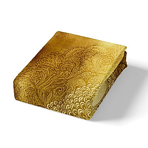 Erosebridal Golden Mandala Duvet Cover King Asian Culture Theme Decor Bedding Set 3 Pieces Exotic Retro Style Comforter Cover for Adult Women Teen Kids Ultra Soft Bedspread with Zipper Ties