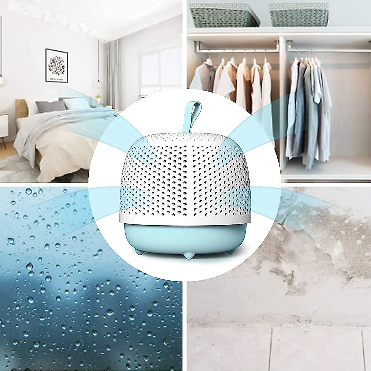 LUOWAN MINI Dehumidifier Portable Small Dehumidifier for Wardrobe,Dressing table,Cloakroom,Shoebox,Car,Bedroom,Bathroom(Blue)