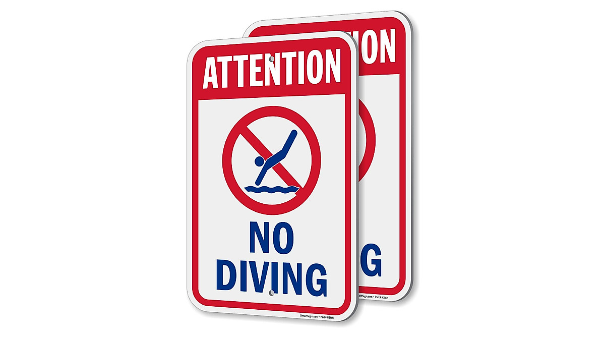 SmartSign No Diving Pool Sign - Durable & Easy to Install