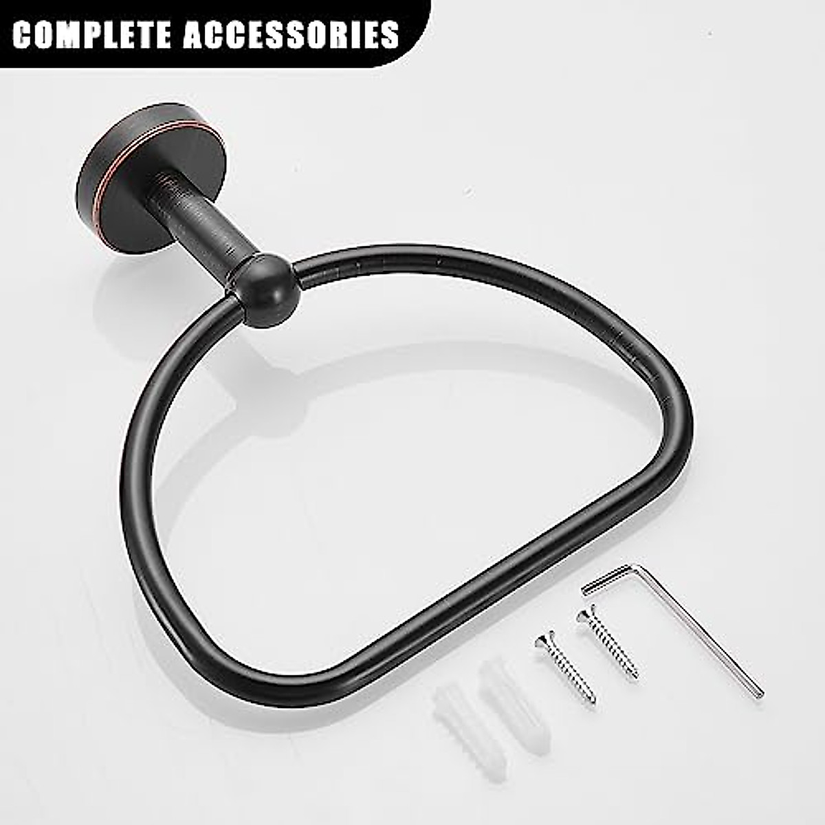 Leyden Bronze Towel Holder, Oil Rubbed Bathroom Towel Ring, Bath Hand Towel Rack Wall Mounted Half Round Farmhouse Rustic ORB