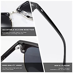 AOMASTE Sunglasses Men/Mens Polarized Sunglasses for Men Women,Classic Semi-Rimless Sun Glasses for Driving Fishing 100% UV400 Protection, A-black+black Sliver