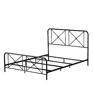 Hillsdale Furniture Queen Metal Bed with Double X Design Platform, Black