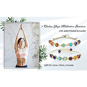 PESOENTH 2pc 7 Chakra Bracelets Women Reiki Healing Crystal Stone Spiriutal Natural Gemstone Anxiety Beads Bracelets Set for Mom Christmas Birthday Jewelry Gifts