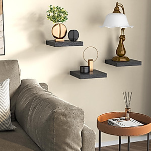 Fixwal Floating Shelves for Wall, Small Black Shelves Wall Mounted Shelf for Bathroom, Living Room, Bedroom, Kitchen Decor (Set of 3, 8x8)