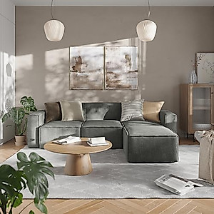 Flash Furniture Bridgetown Fabric Left Chair Module for Sectional Sofa, Customizable Modular Couch Left Seat with Arm Rest, Dark Gray