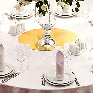 Thyle 12 Pcs 10 Inch Acrylic Round Mirrors for Tables Centerpieces Circle Mirrors Candle Plates for Wall Wedding Table Centerpieces Round Mirror Tray for Baby Shower Party, Thickness 1 mm (Gold)