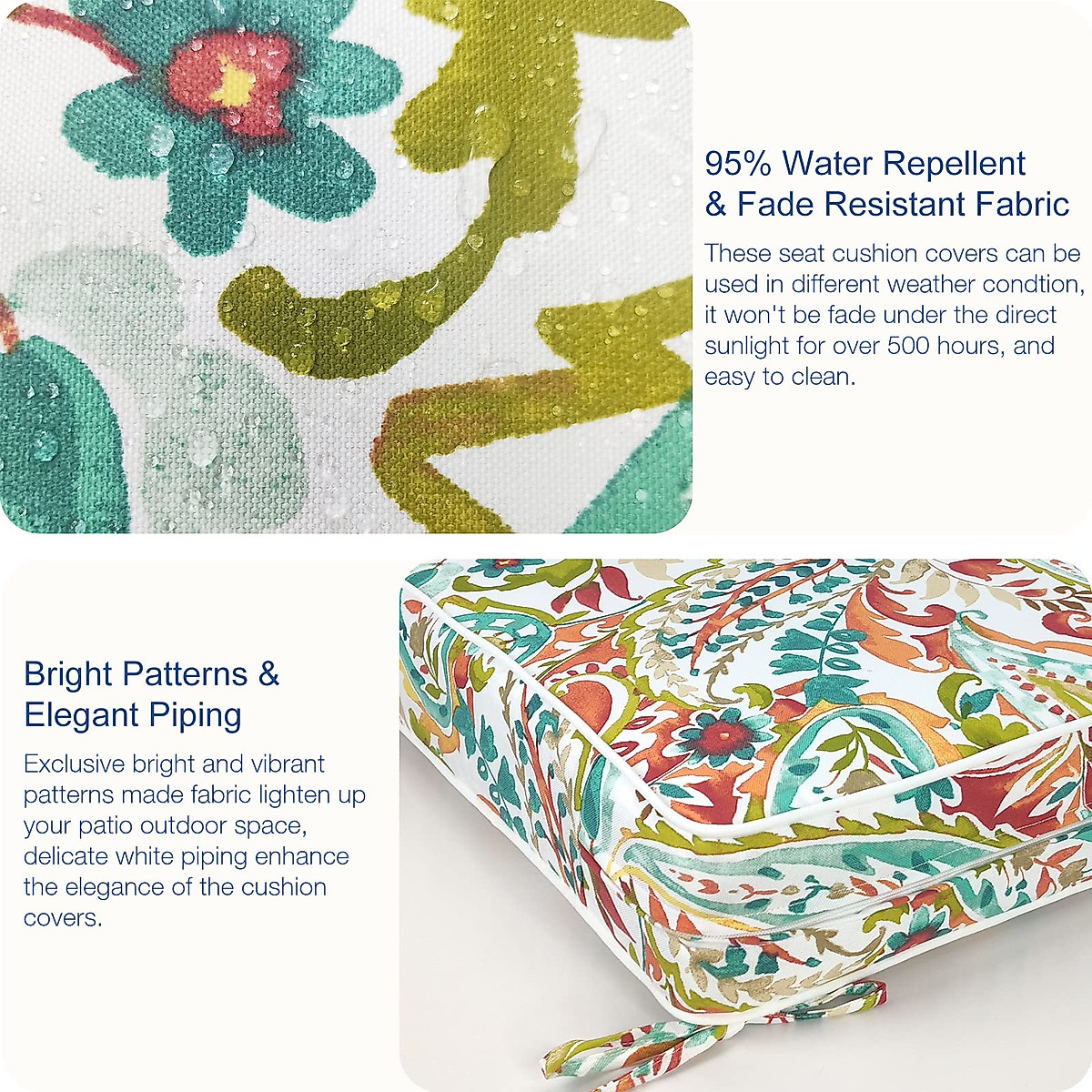 DYTXIII Patio Outdoor Cushion Cover Slip Cover W45 x D18 x H3 Inch with Zipper for Bench Loveseat Furniture, UV Protection Cushion Covers Replacement Covers 1 Pack, Pretty Paisley(Covers ONLY)