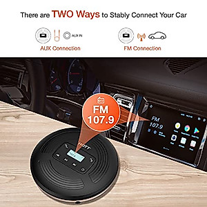 HOTT CD903TF Portable CD Player for Car with Bluetooth FM Transmitter，Rechargeable Touch Button Backlight Display Black