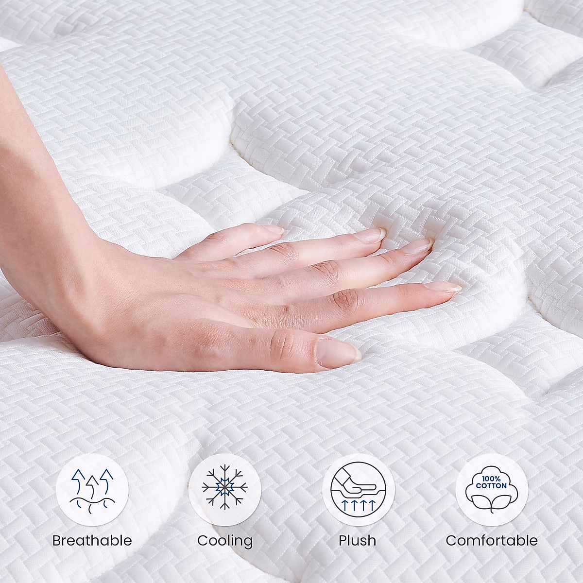 Dourxi Queen Size Mattresses, 14 Inch Queen Size Mattress in a Box with Gel Memory Foam, Individually Pocketed Springs for Pressure Relief and Back Pain Relief - Plush