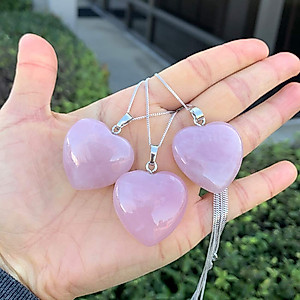 1pc Adabele Real Sterling Silver Pink Rose Quartz Gemstone Large Heart Drop Pendant Necklace 18 inch Healing Crystals Chakras Stone Jewelry Gift NK18-17
