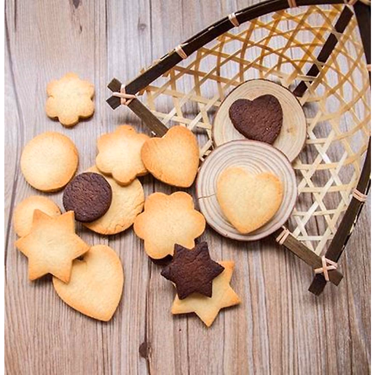 12PCS Cookie Cutters Set, Flower Round Heart Star Shape Biscuit Stainless Steel Metal Baking Molds Cutters for Kitchen